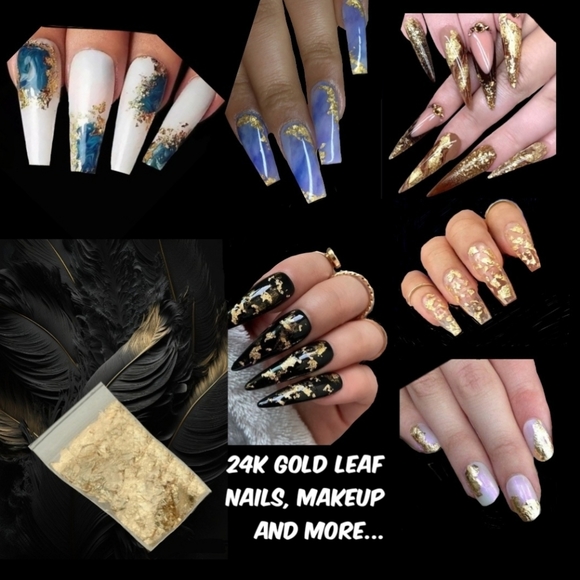 Office | New 24k Gold Leaf Flake Nails Makeup More 25gr | Poshmark